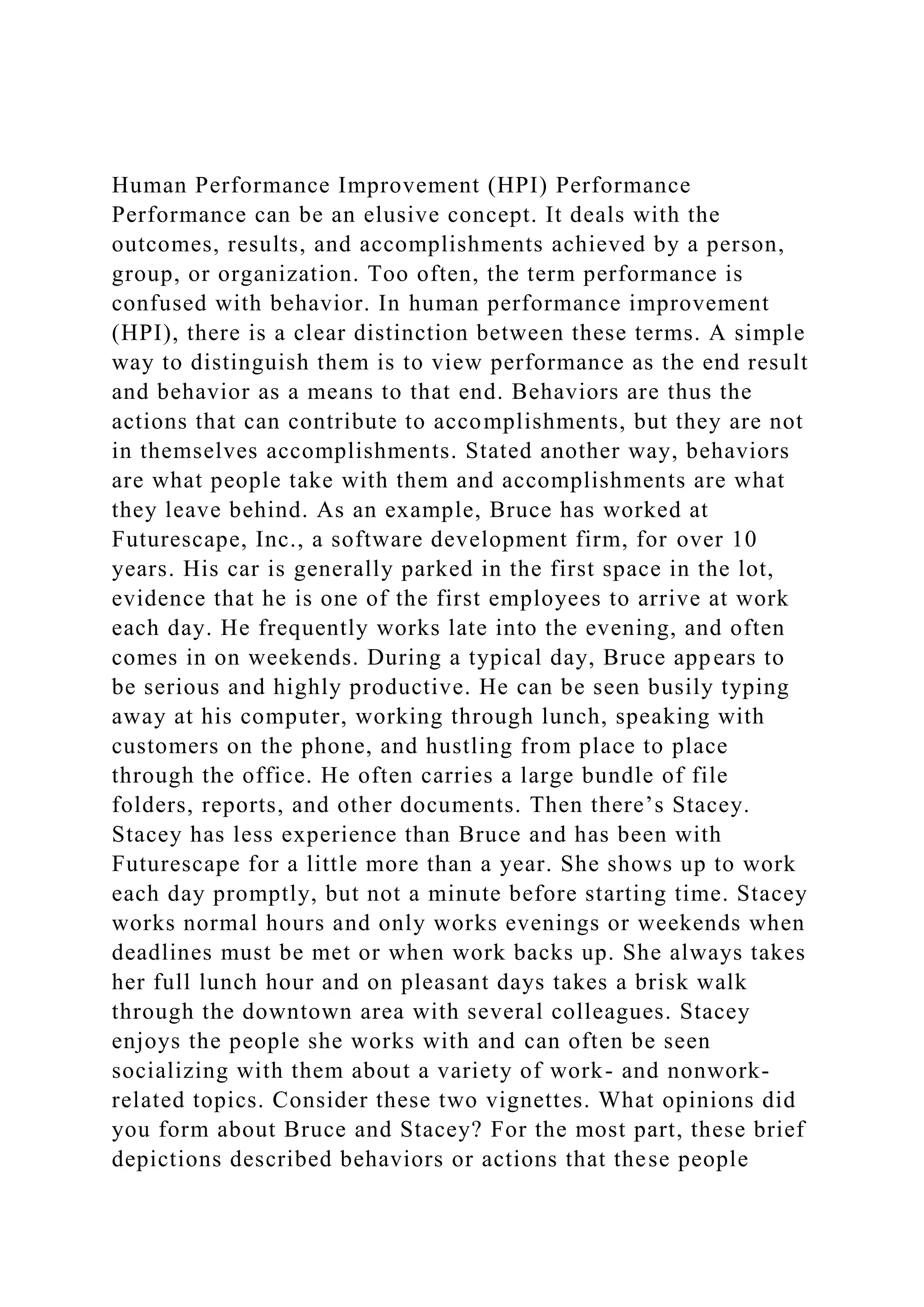 Human Performance Improvement (HPI) Performance Performance can be.docx