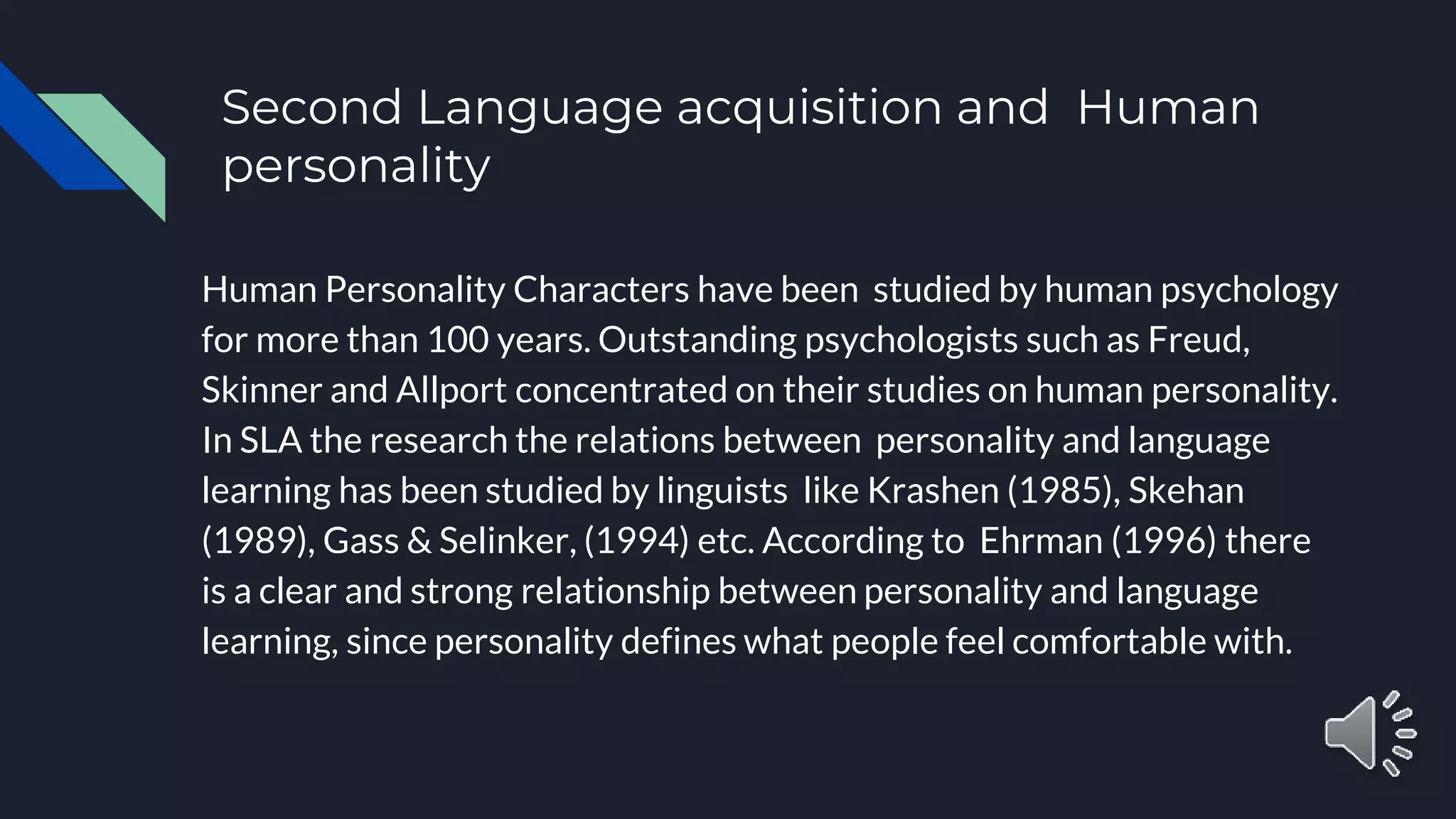 Human personality and second language acquisition | PPTX