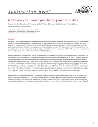 A SNP array for human population genetics studies | PDF