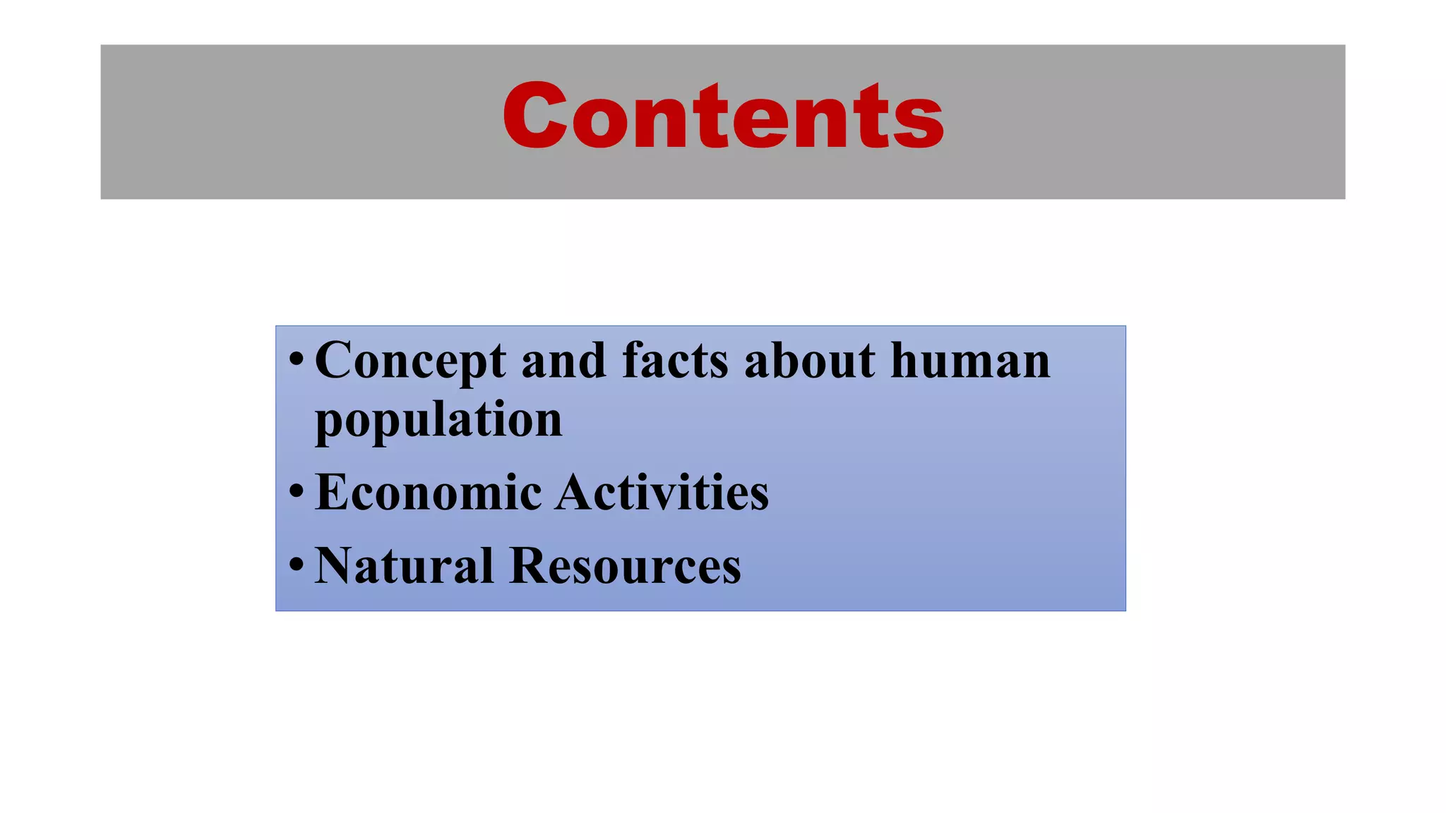 Human population and economic activities | PPTX