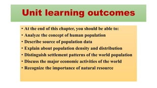 Human population and economic activities | PPTX