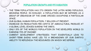 Human population and environment chapter 2 | PPT