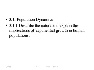 IB ESS Topic 3 Human population | PDF