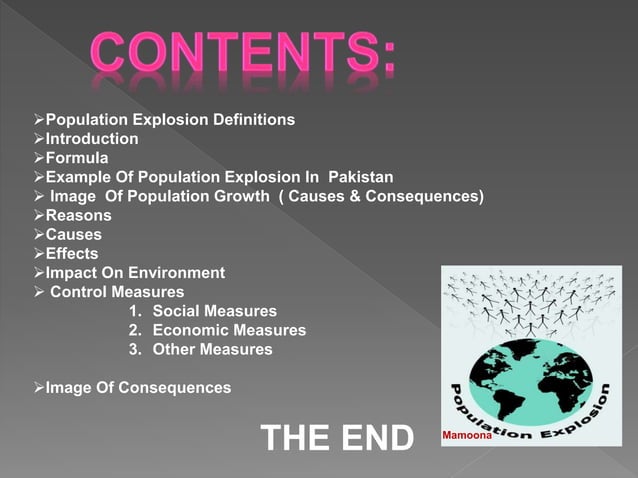 Human population explosion | Causes, Effects & solutions || by Mamoona Ghaffar | PPTX