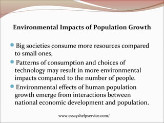 Human Population Growth and Environmental Impacts | PPT