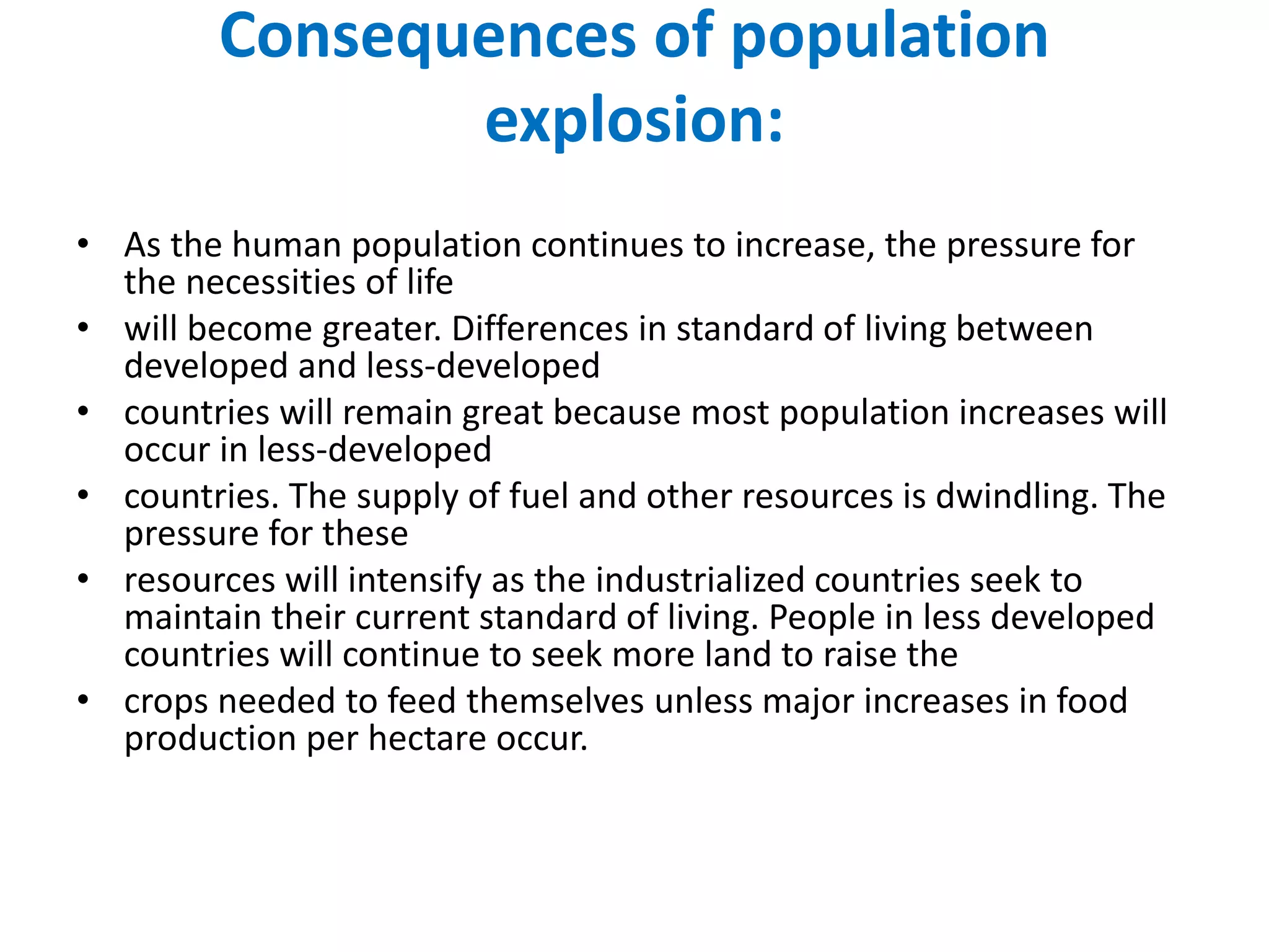 Human population, population issues, population growth curvue, factors ...
