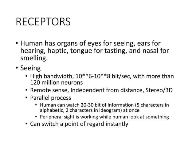 Human receptors, effectors and human machine interactions | PPT