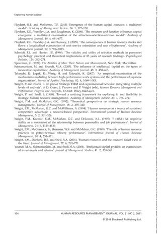 Human Res Mgmt Journal - 2011 - Wright - Exploring human capital putting human back into ...