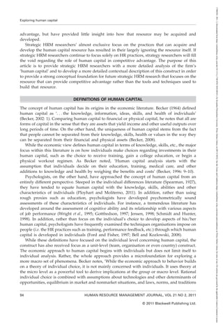 Human Res Mgmt Journal - 2011 - Wright - Exploring human capital ...