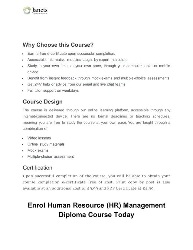 Human Resource (HR) Management Diploma | PDF