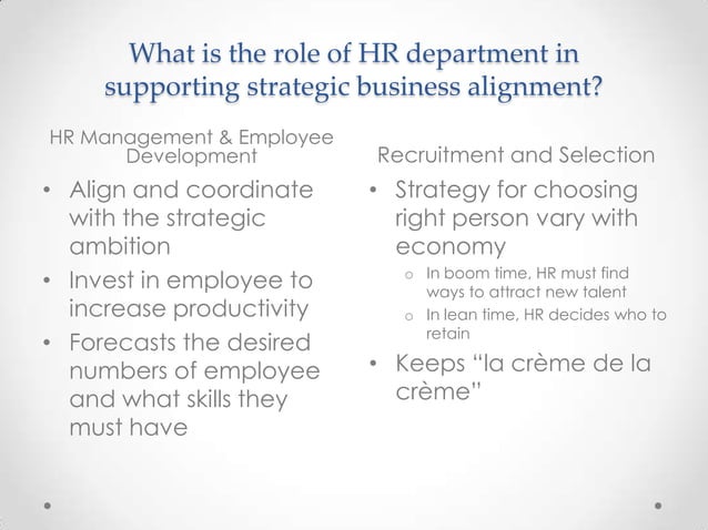 Human Resource: The Alignment, Roles and Values with Strategic Planning ...