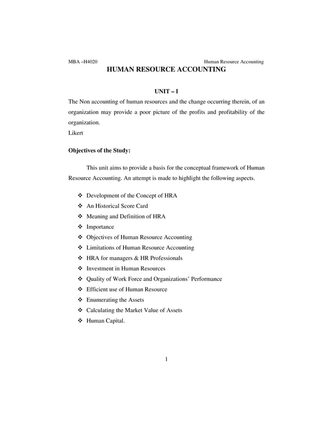 Human resource accounting | PDF