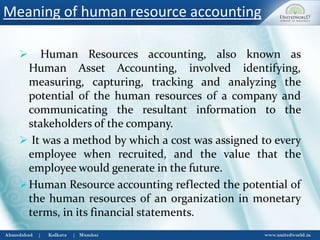 Human resource accounting and social accounting | PPTX