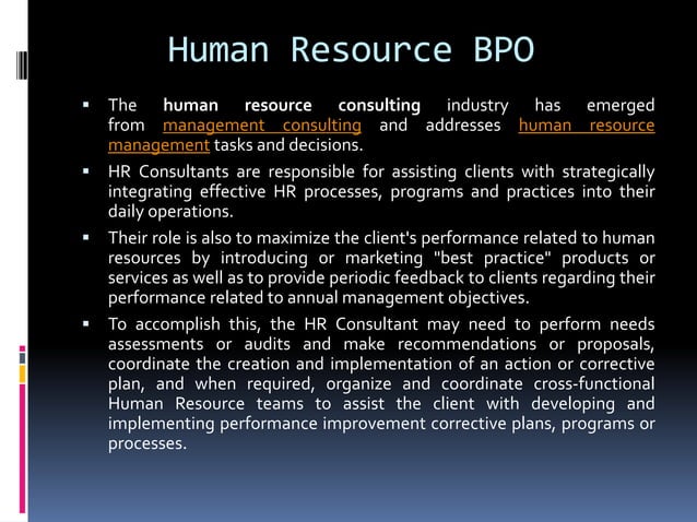 Human Resource BPO.ppt | Management Consulting Industry | Industries