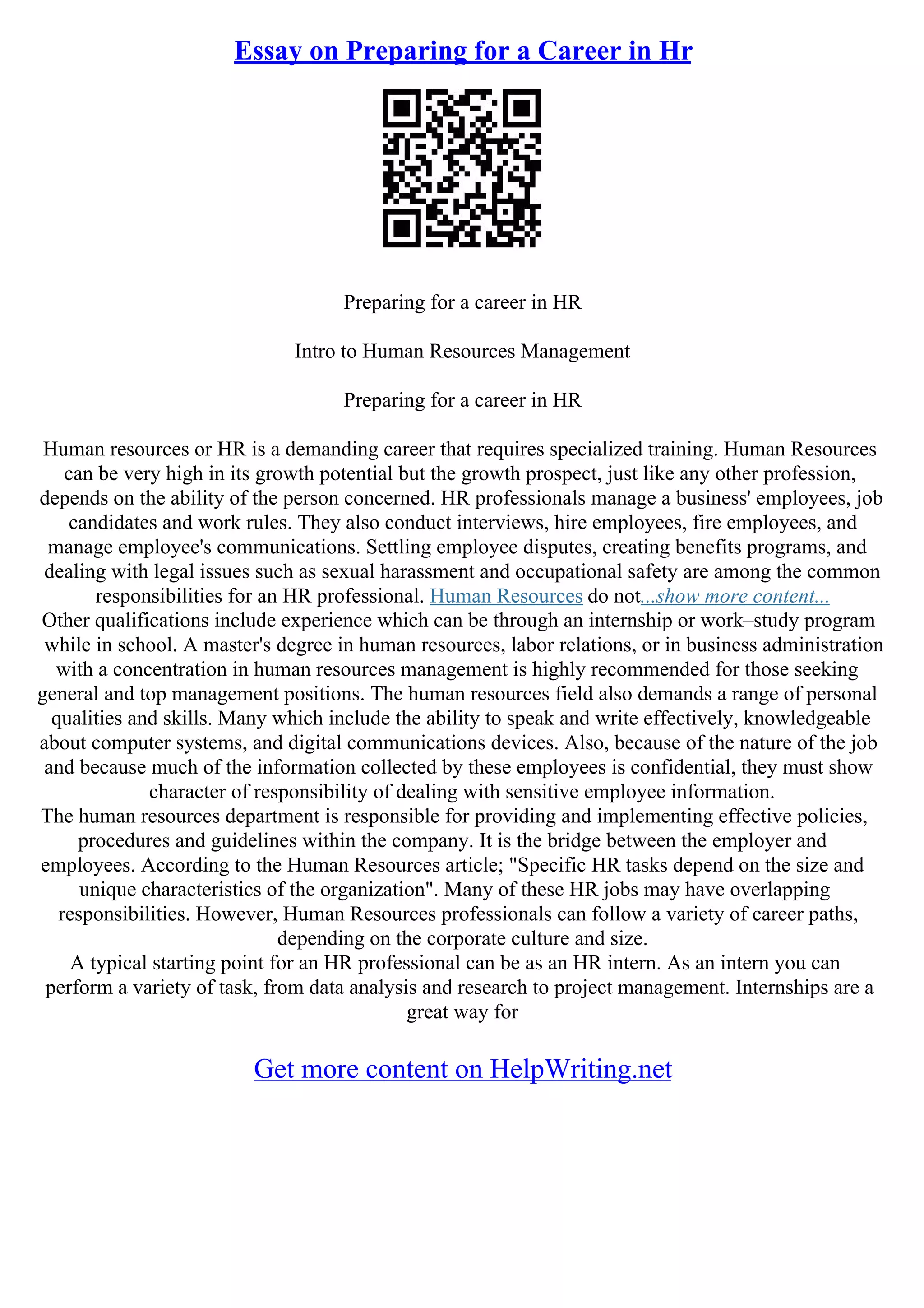 Human Resource Essay | PDF