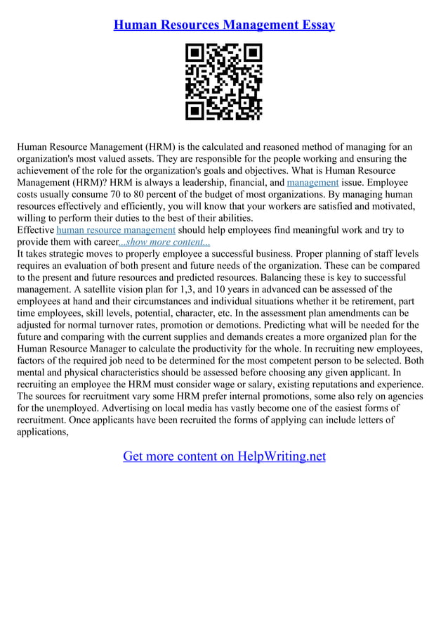 Human Resource Essay | PDF
