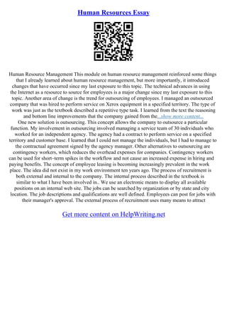 Human Resource Essay | PDF