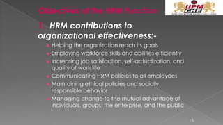 Human Resource Management and its Objectives | PPTX