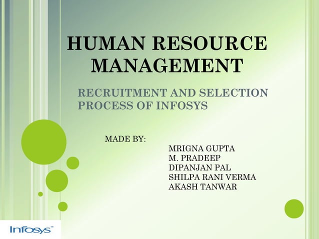 Human resource management of infosys | PPT