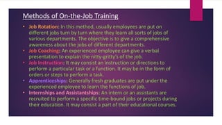 Human resource management - Learning and Development (on the job and ...