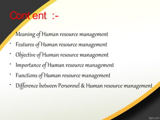 Introduction of Human resource management | PPT