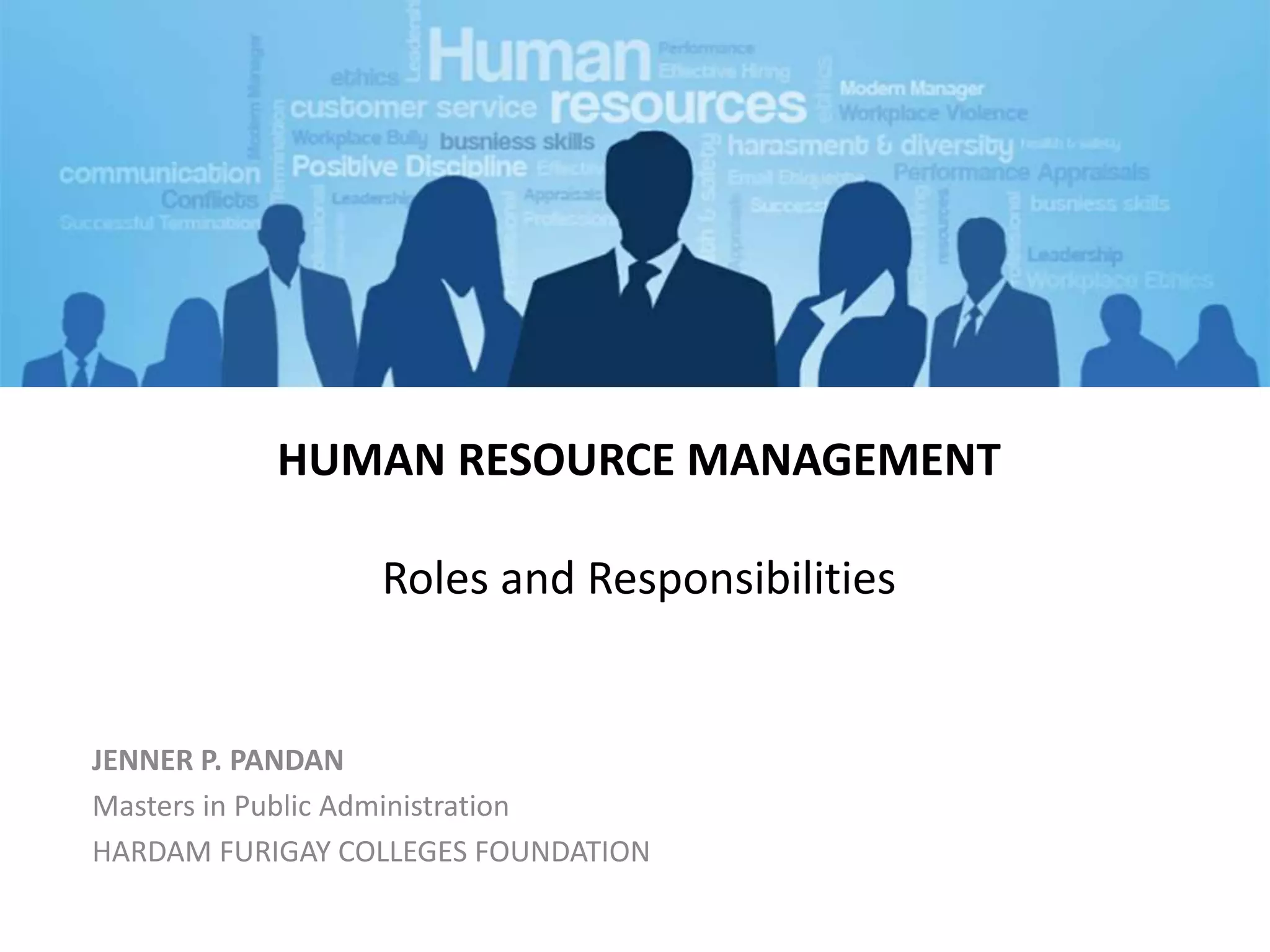 Roles and Responsibilities of Human Resource Manager | PPTX