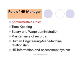 Roles and Responsibilities of Human Resource Manager | PPTX
