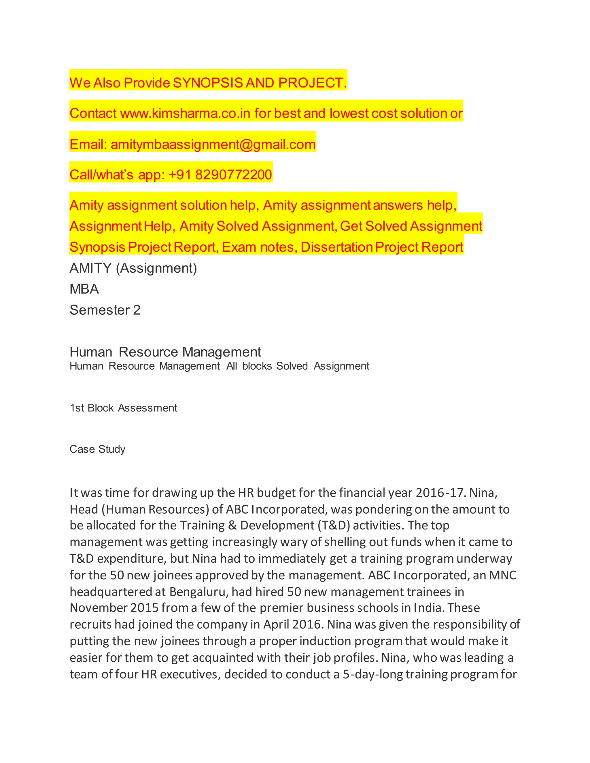 Human Resource Management MBA Semester 2 | DOCX