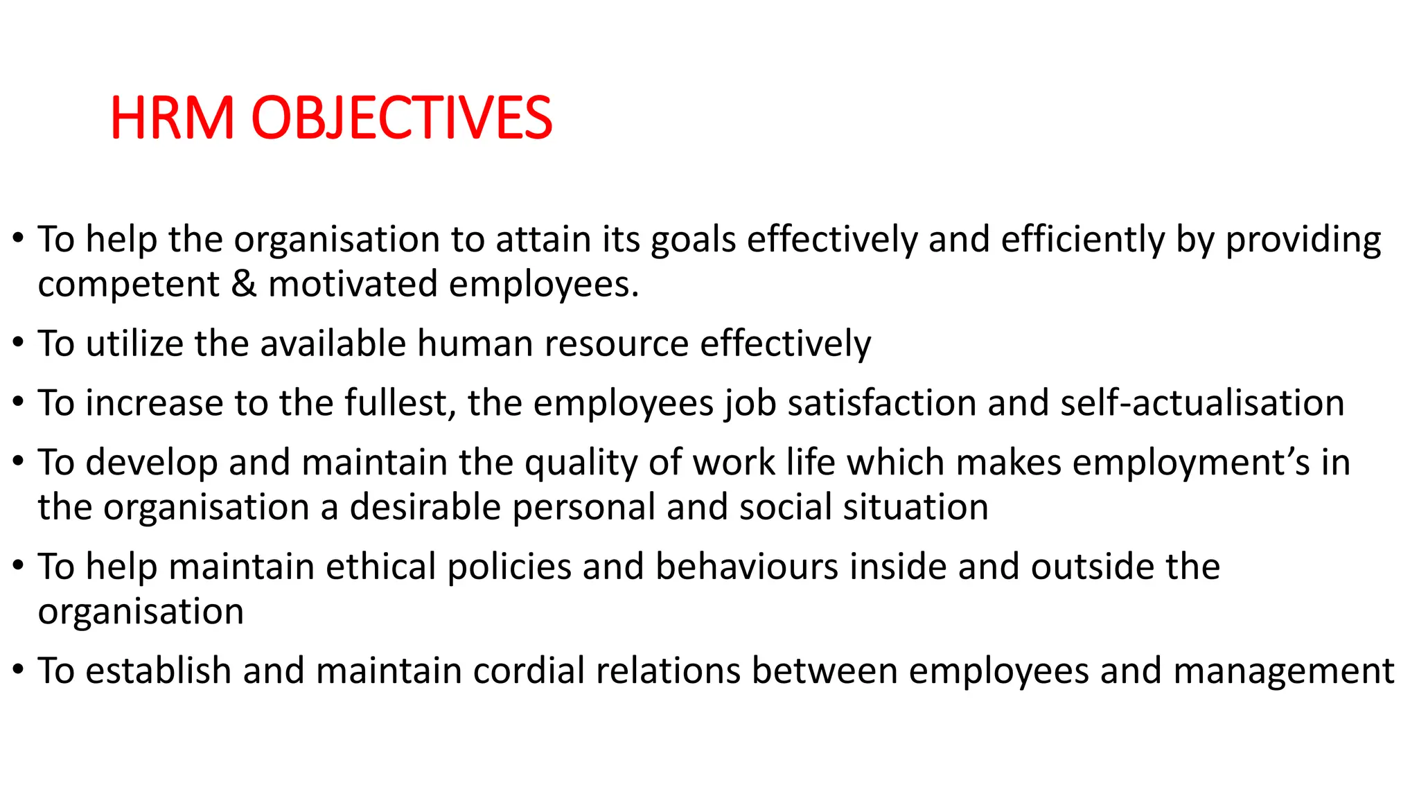 HUMAN RESOURCE MANAGEMENT ,DEFINITION, CONCEPTS ,AIM & OBJECTIVES,SCOPE ...