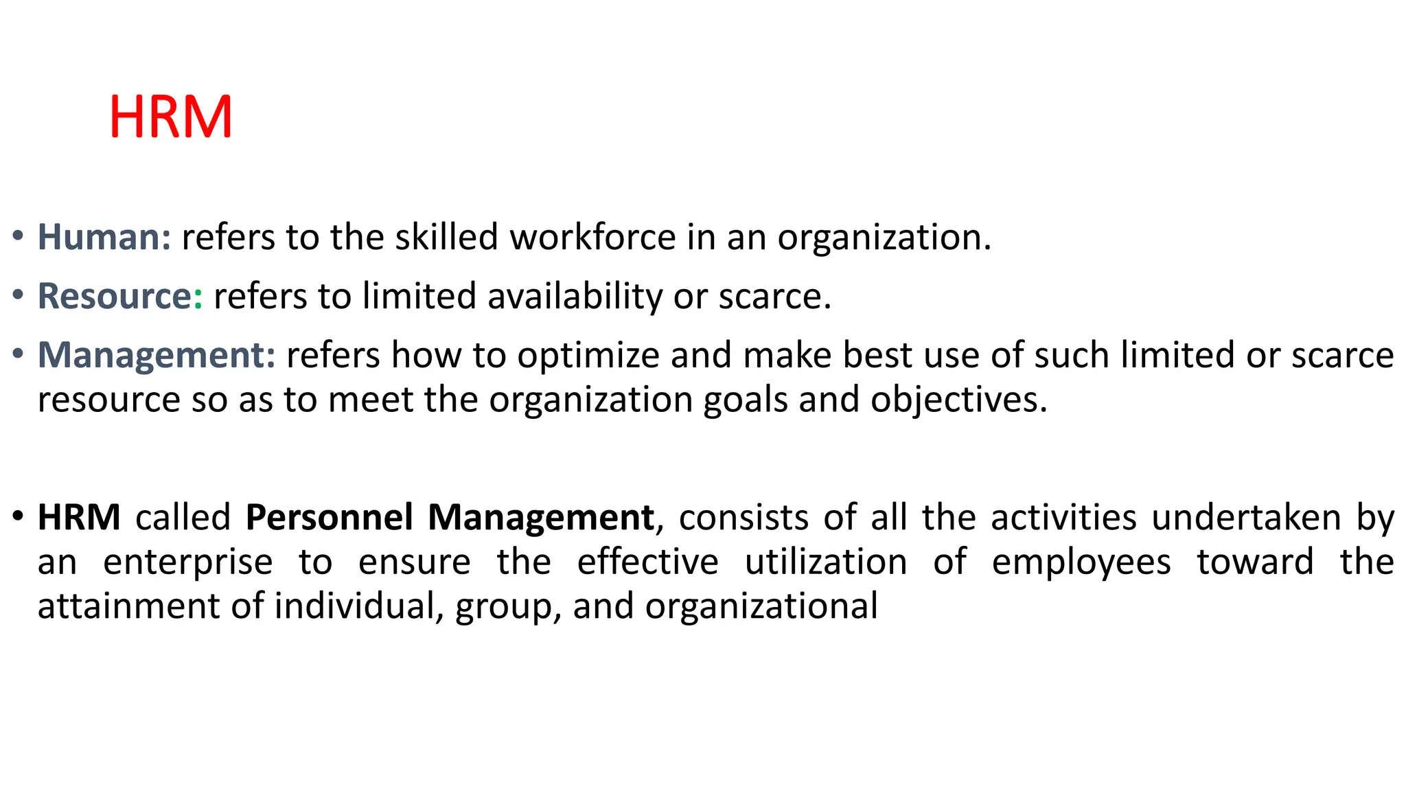 HUMAN RESOURCE MANAGEMENT ,DEFINITION, CONCEPTS ,AIM & OBJECTIVES,SCOPE ...