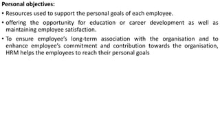 HUMAN RESOURCE MANAGEMENT ,DEFINITION, CONCEPTS ,AIM & OBJECTIVES,SCOPE ...