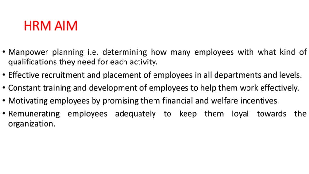 HUMAN RESOURCE MANAGEMENT ,DEFINITION, CONCEPTS ,AIM & OBJECTIVES,SCOPE ...
