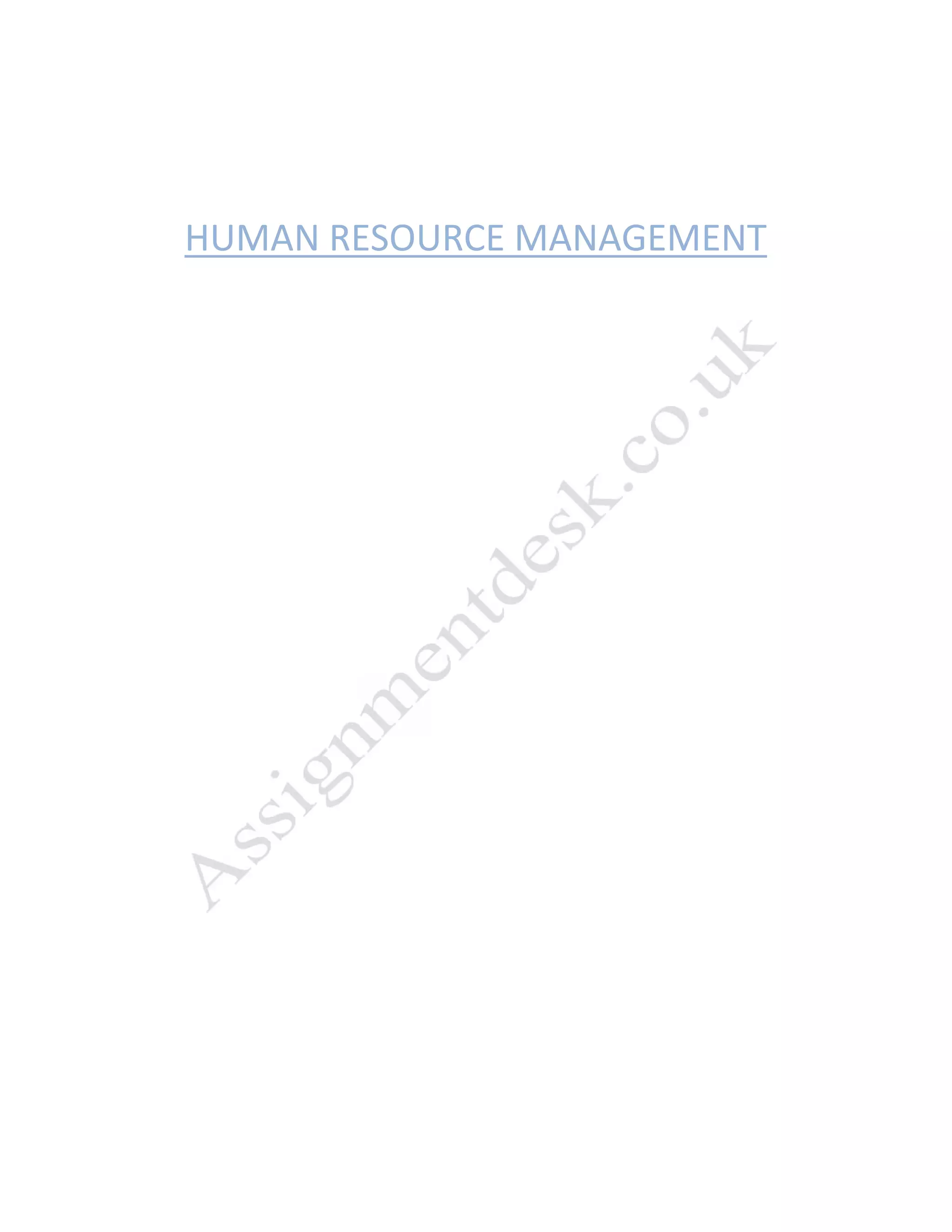 Human Resource Management Assignment Sample | PDF