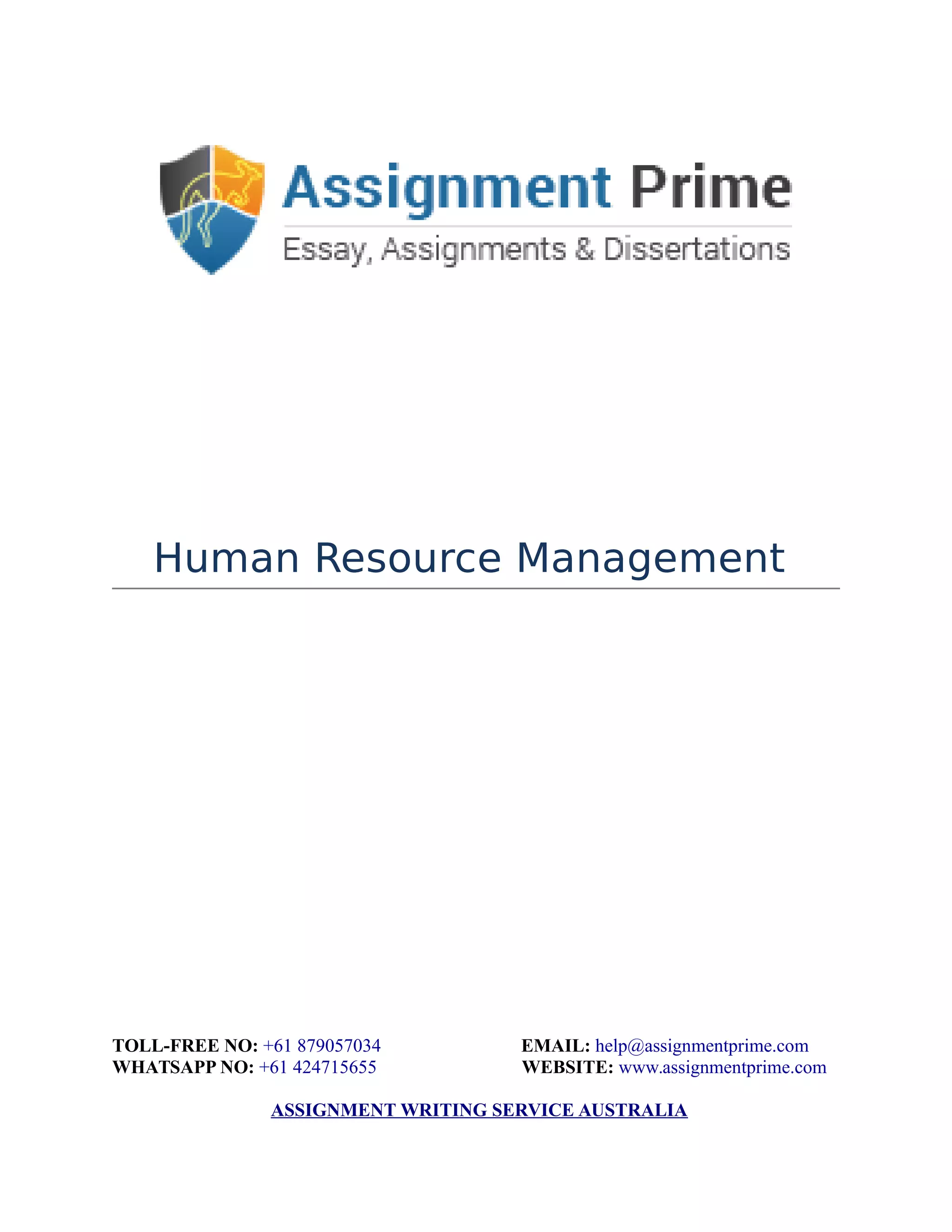 Human Resource Management Assignment Sample - Assignment Prime | PDF