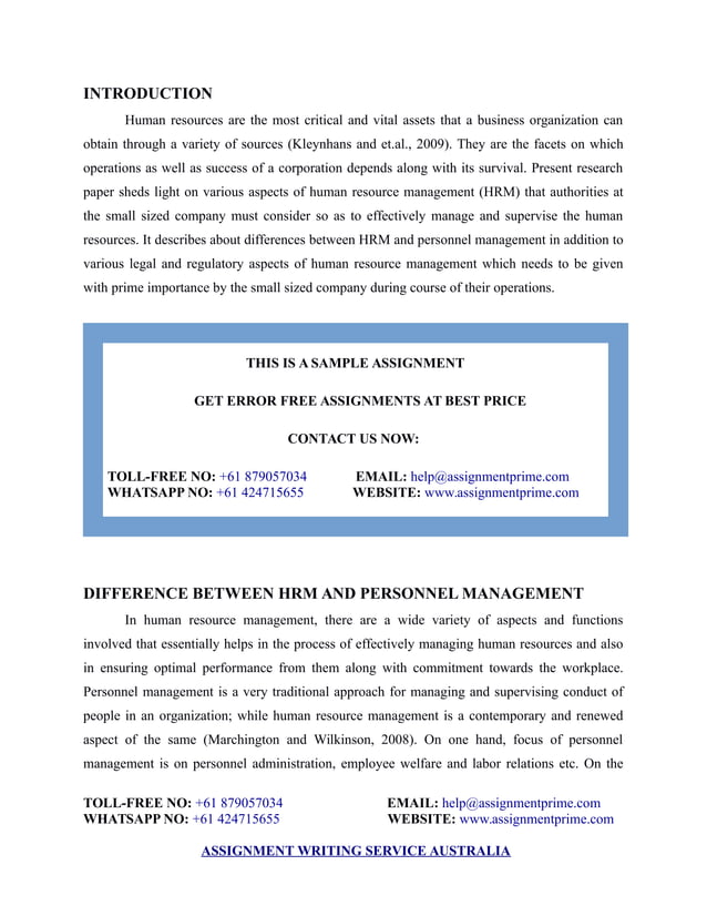 Human Resource Management Assignment Sample - Assignment Prime | PDF