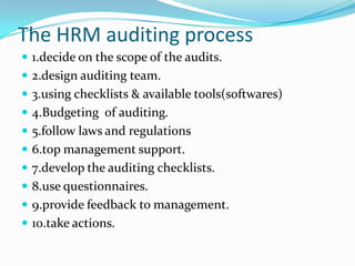 Human resource management audits | PPTX