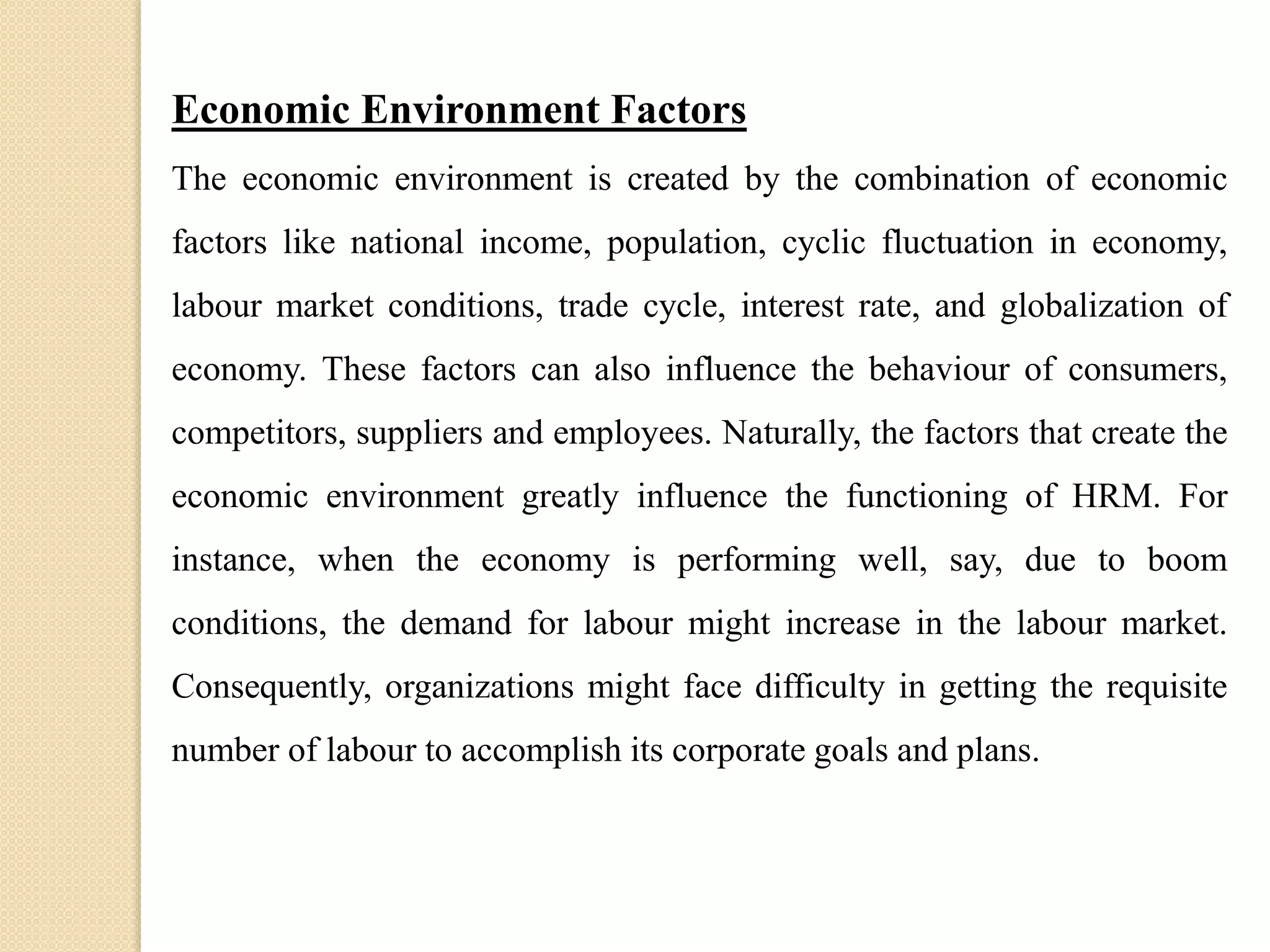 HUMAN RESOURCE MANAGEMENT EXTERNAL AND INTERNAL ENVIRONMENT | PPTX