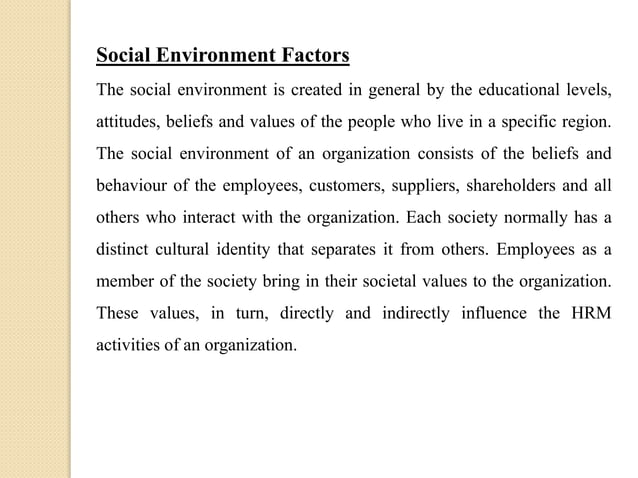 HUMAN RESOURCE MANAGEMENT EXTERNAL AND INTERNAL ENVIRONMENT | PPTX