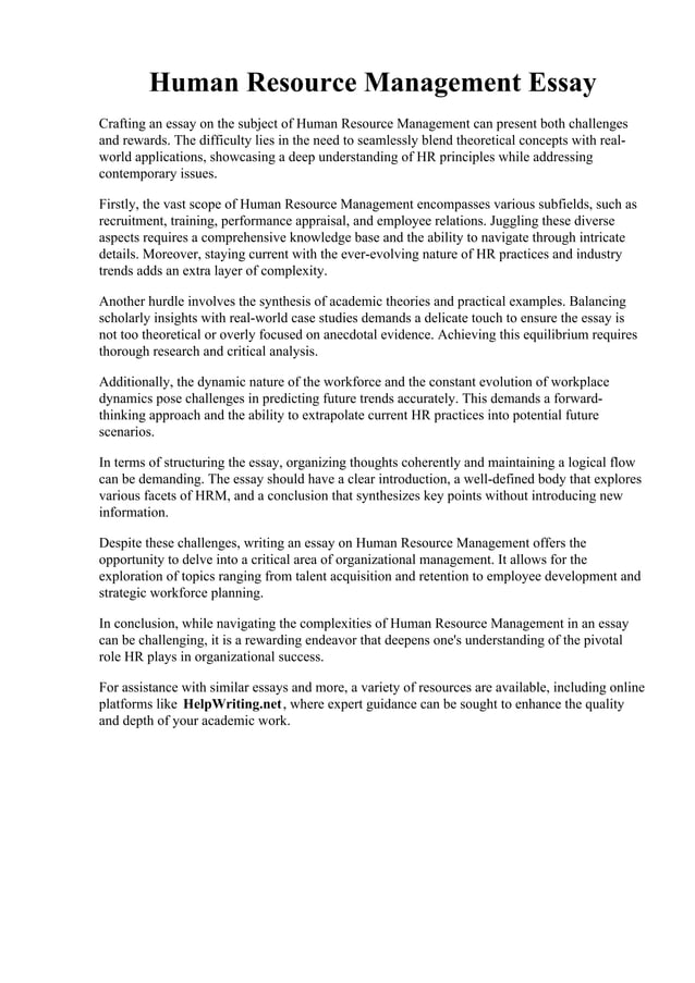Human Resource Management Essay | PDF
