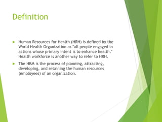 Human resource management for health | PPTX