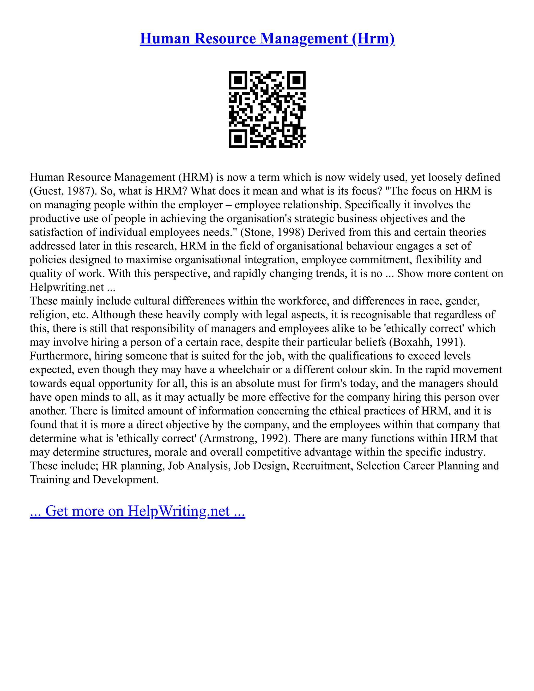 Human Resource Management (Hrm) | PDF