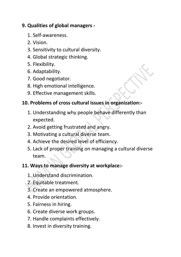 Human resource management in global perspective TYBMS | PDF