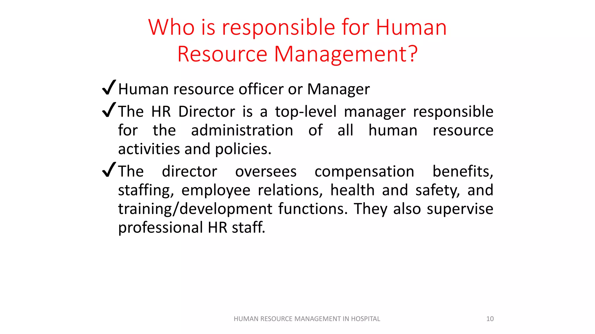 Human resource management in hospital | PPTX
