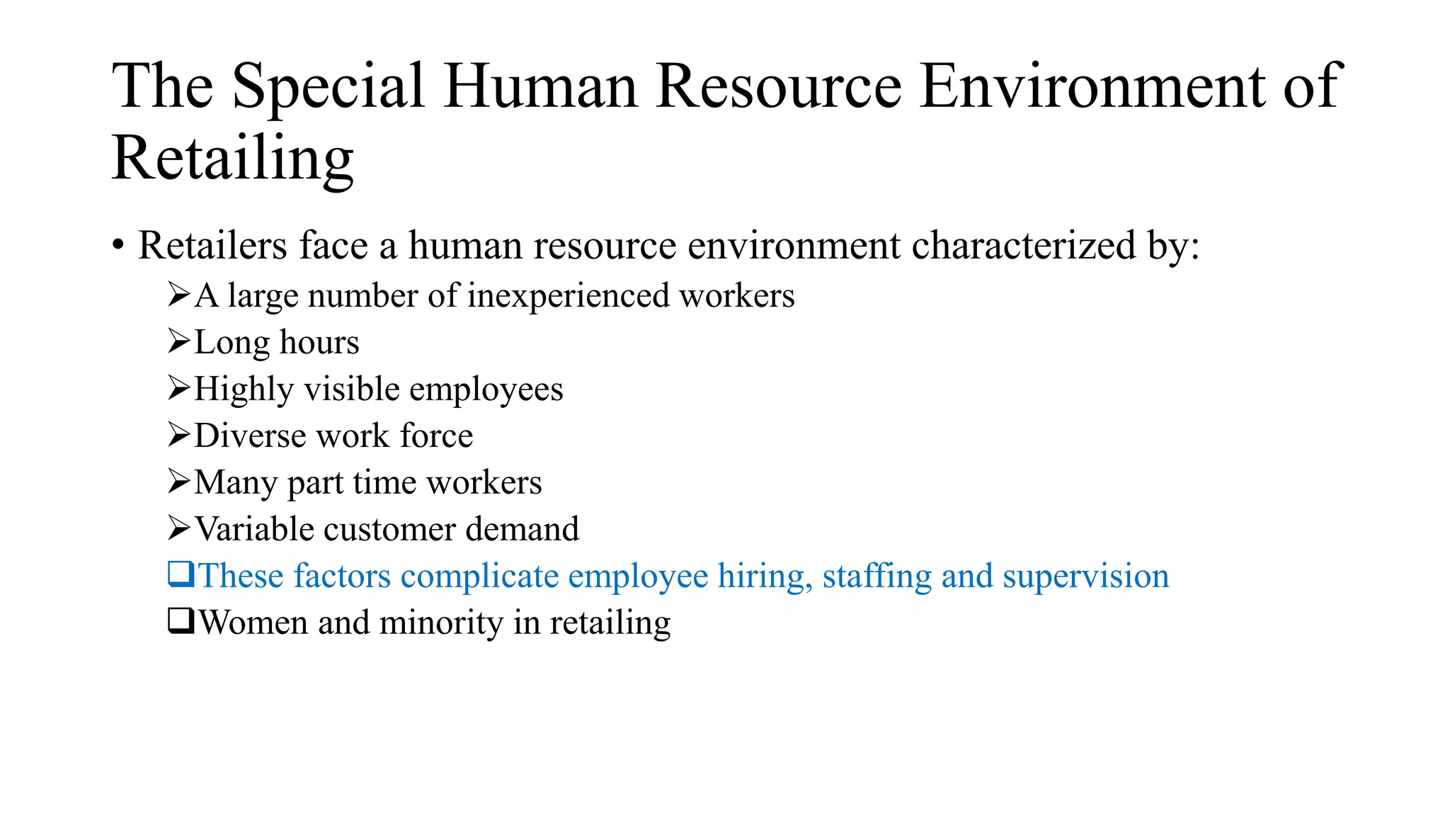 Human resource management in retailing | PPTX