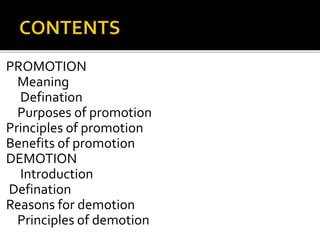 Concept of Promotion and Demotion | PPTX