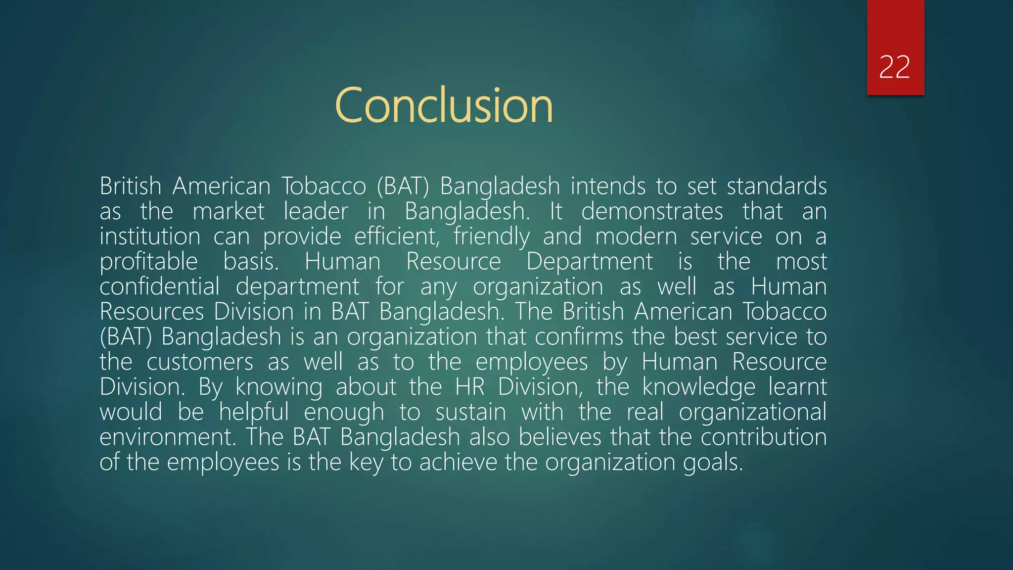Human resource management process of british american tobacco ...