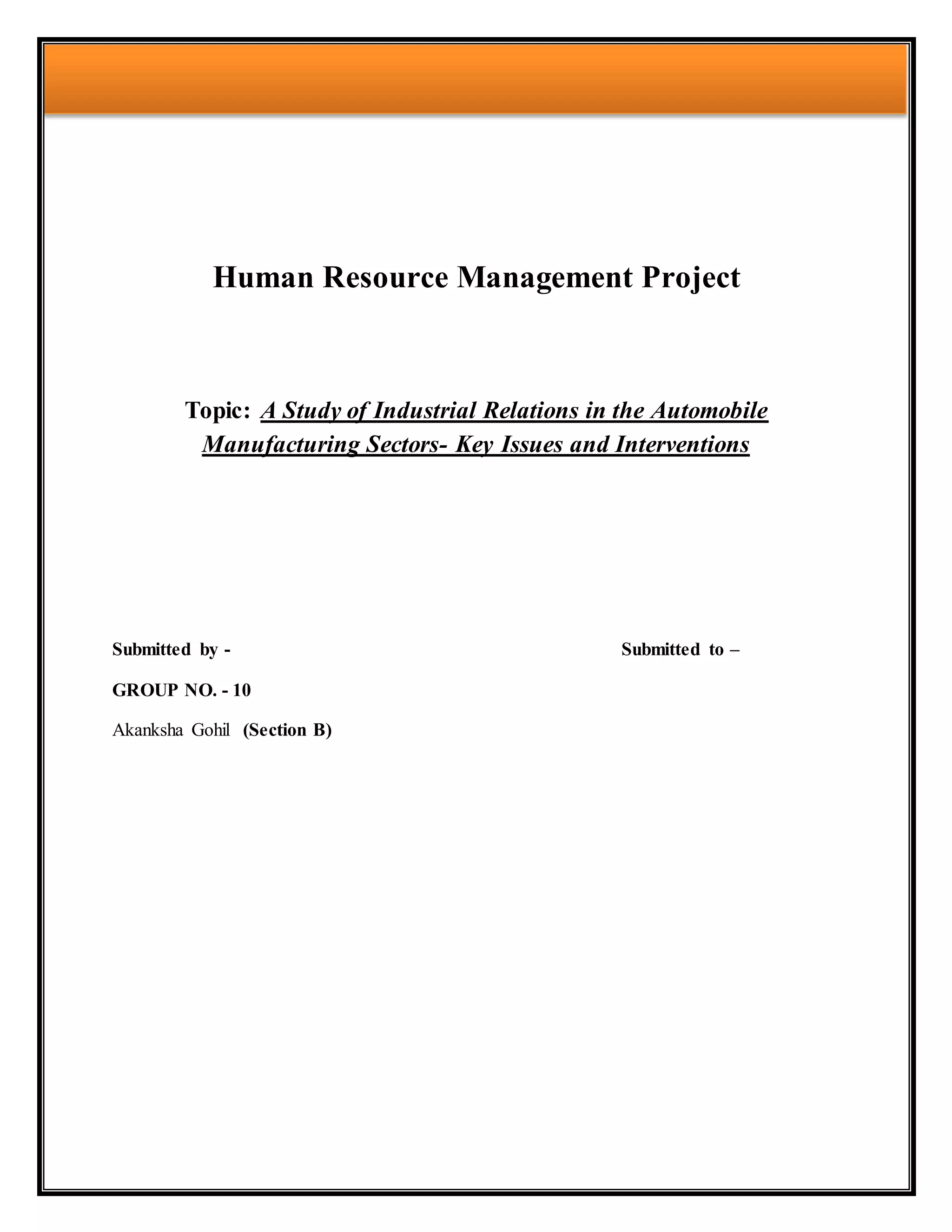 Human resource management project | DOCX