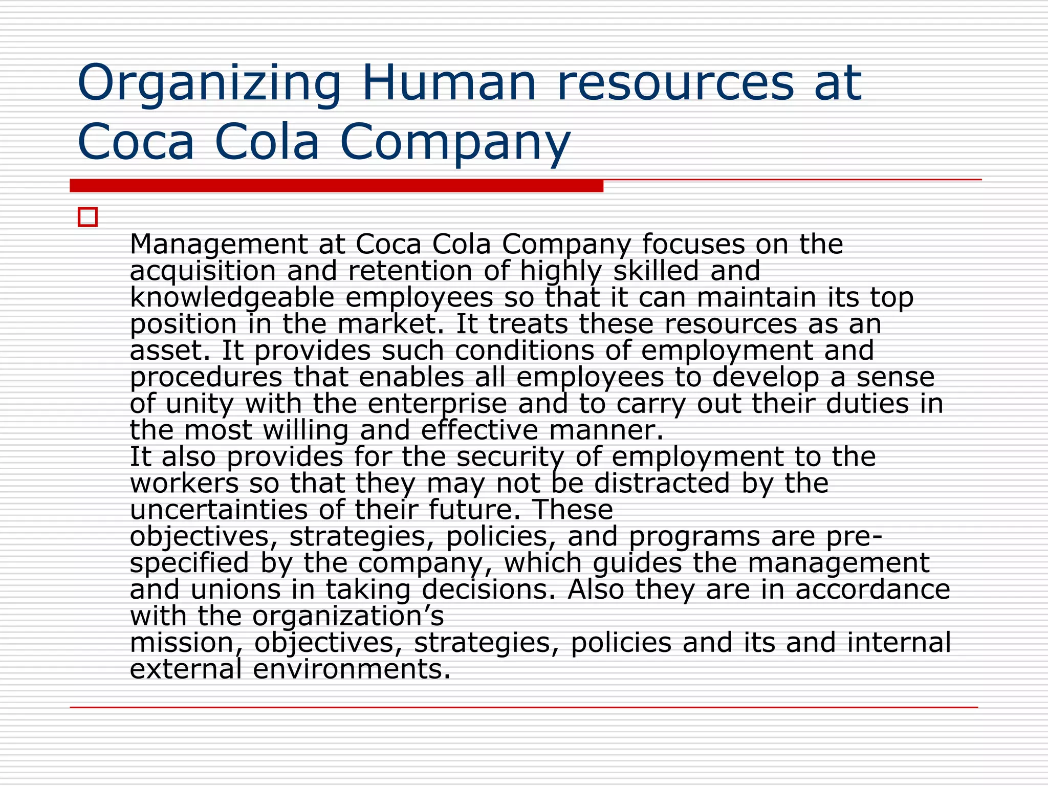 Human resource management within coca cola | PPT