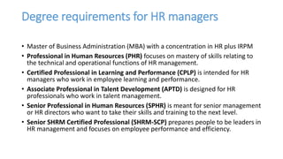 HUMAN RESOURCE MANAGER QUALITIES,SKILL,RESPONSIBILTY AND QUALIFICATION ...