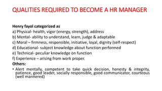 HUMAN RESOURCE MANAGER QUALITIES,SKILL,RESPONSIBILTY AND QUALIFICATION ...